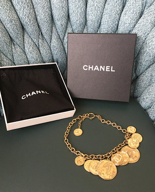 Rare Chanel 09A 2009 Fall 13 CC Logos Gold Coin Discs Medallion Chain ...